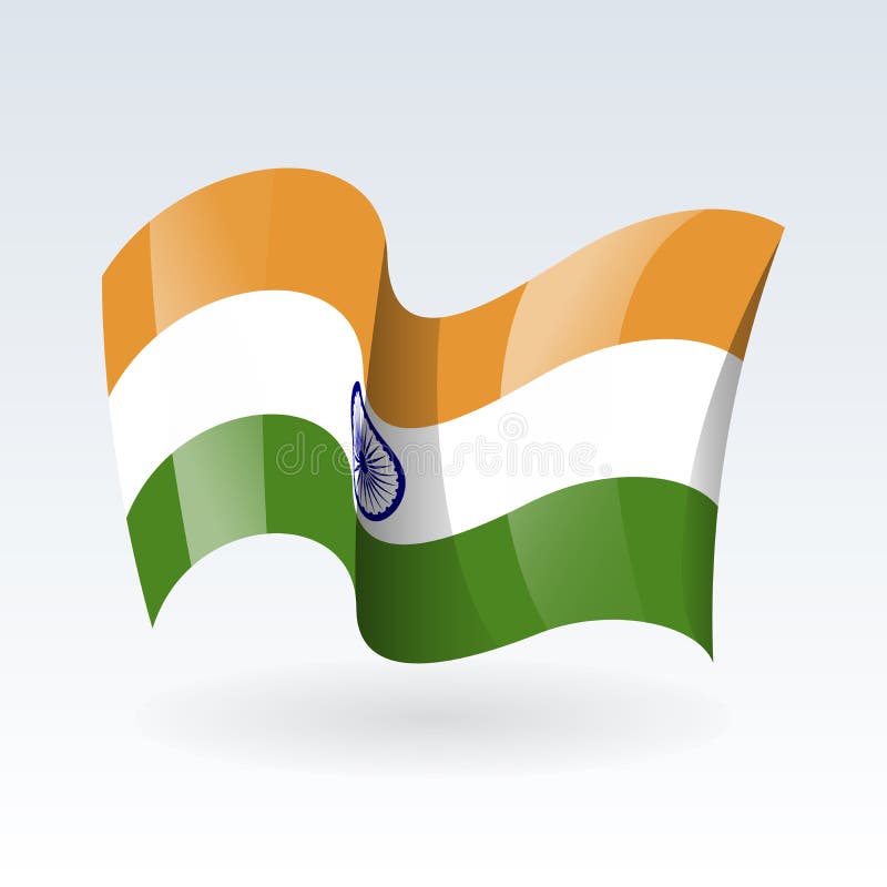 3D Waving Flag of India. Vector Illustration. Isolated on White ... 3D Waving Flag of India. Vector Illustration. Isolated on White ...