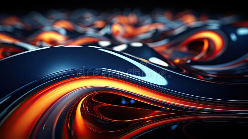 3D Wavy Abstract Technological Background Dynamic Curves Stock Image ...