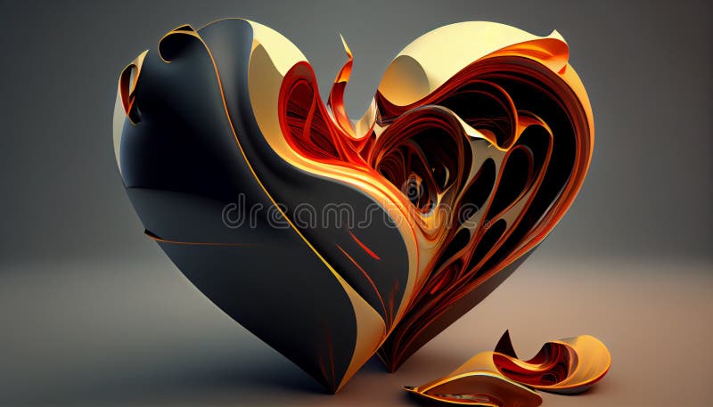 3D Wavy Heart. Generate Ai. Stock Illustration - Illustration of gift ...