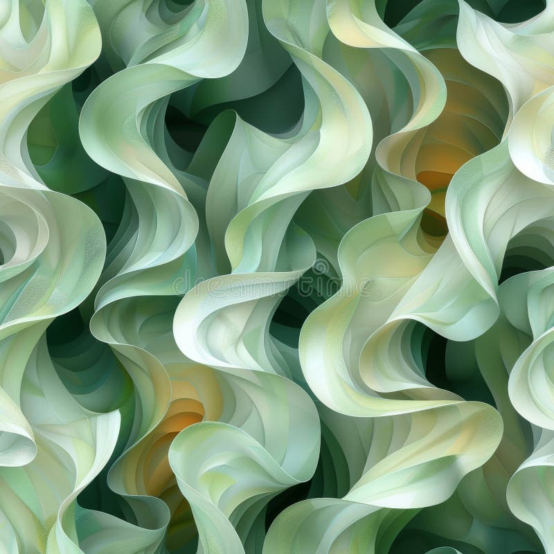 3D Wavy Seamless Pattern, Muted Green Colors Stock Image - Image of ...