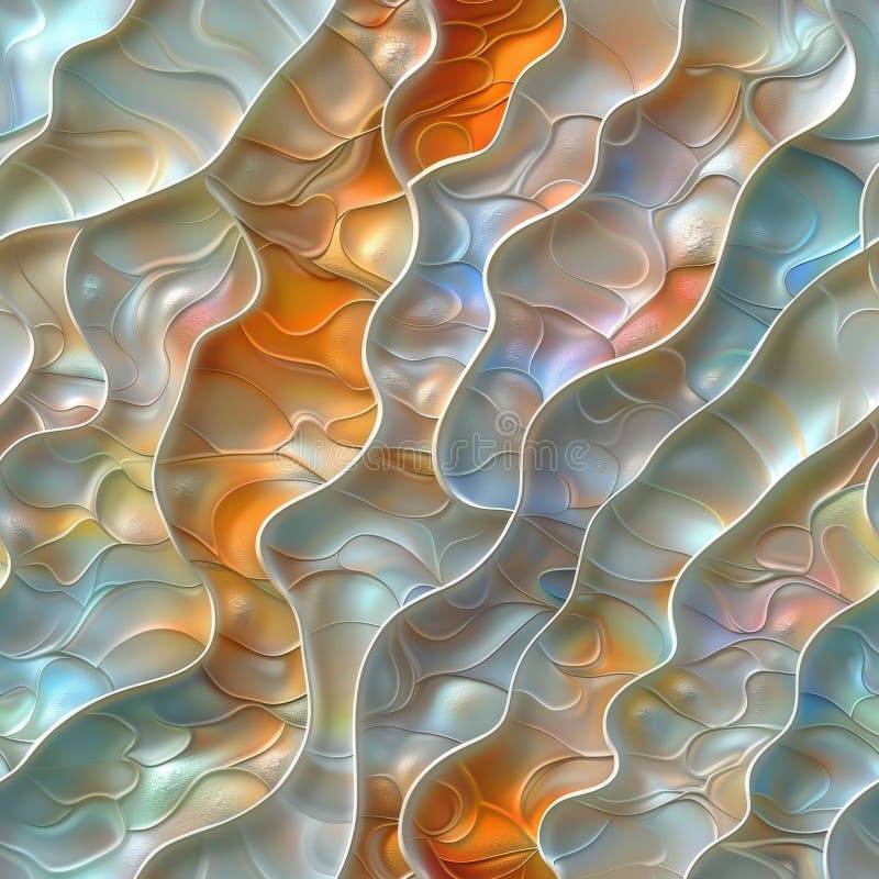 3D Wavy Stained Glass Seamless Pattern with Muted Colors Stock Image ...