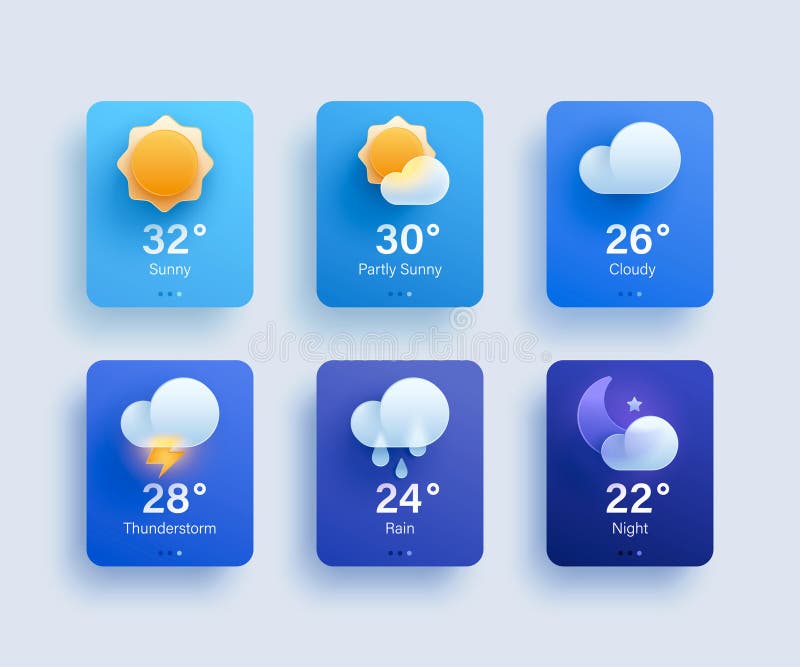3d Weather Forecast Icon Set Stock Vector - Illustration of forecast ...