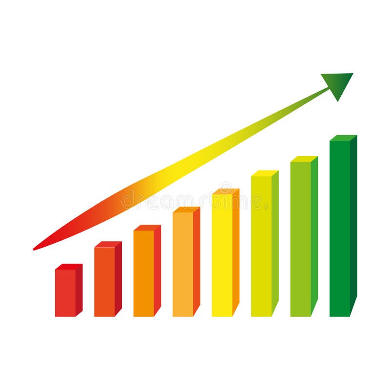 3d Web Banner with Colored Bars. Growth Chart Sign. Vector Illustration ...