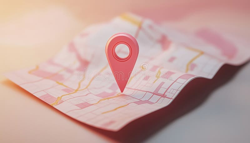 3d Web Illustrations of Folded Paper Map, Search Bar, and Pin Isolated ...