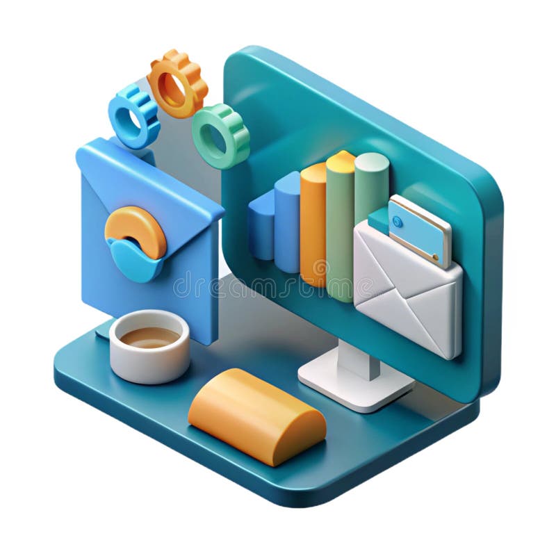 3D Web UI Interface. Data Analytics, SEO Optimization Dashboard and ...