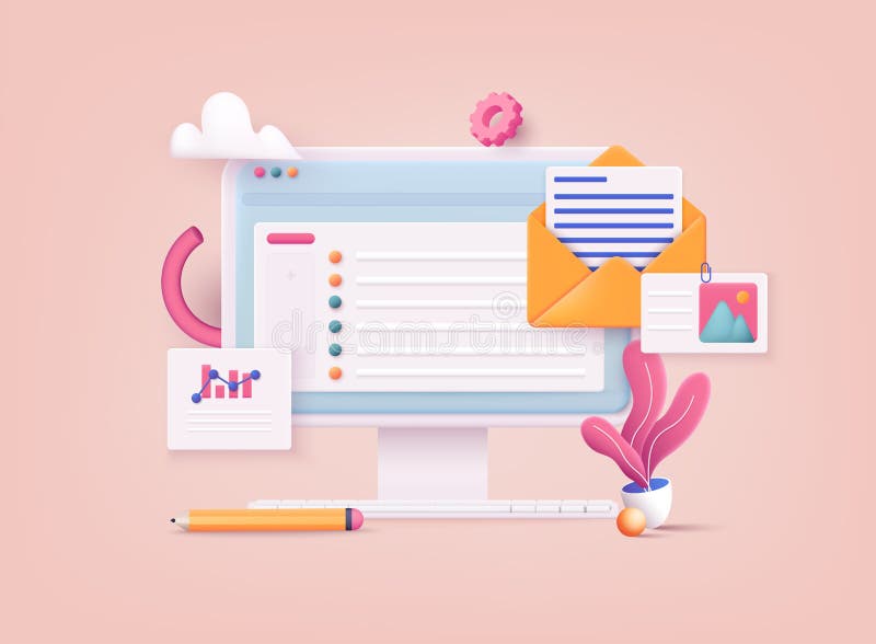 3D Web Vector Illustrations. Mail Service Concept Stock Vector ...