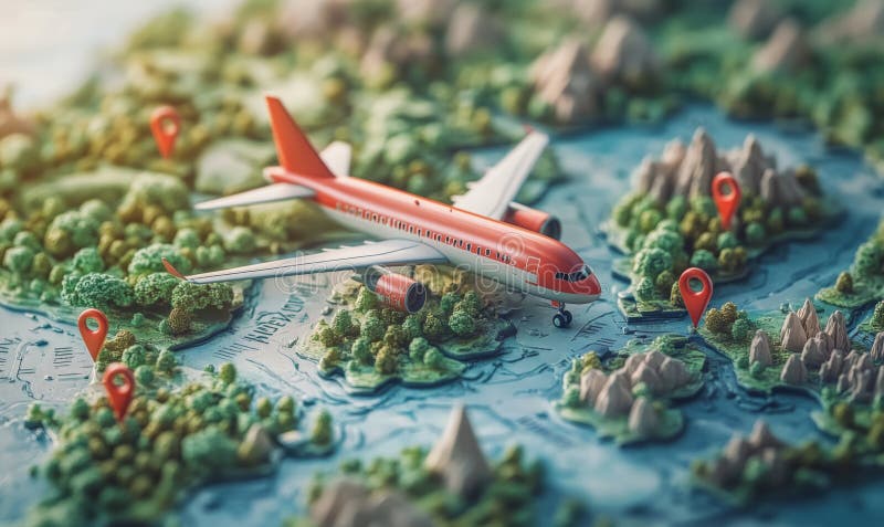3D Web Vector Illustrations Showcasing Airplane Trips Around the World ...