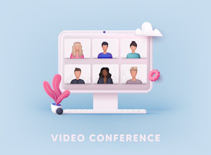3D Web Vector Illustrations. Teleconference Web Video Conference Stock ...