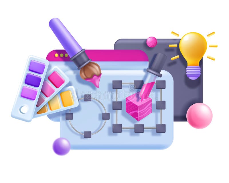 3D Website Design Concept, Vector UI UX Page Redesign Illustration ...