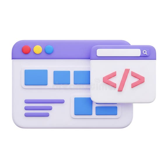 3D Website Design and Development Icon Stock Photo - Illustration of ...