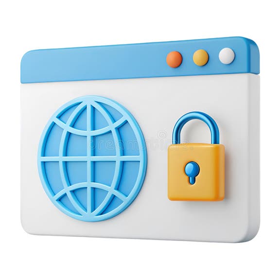 3 D Website Security Icon Blue Globe Padlock Image Stock Illustration ...