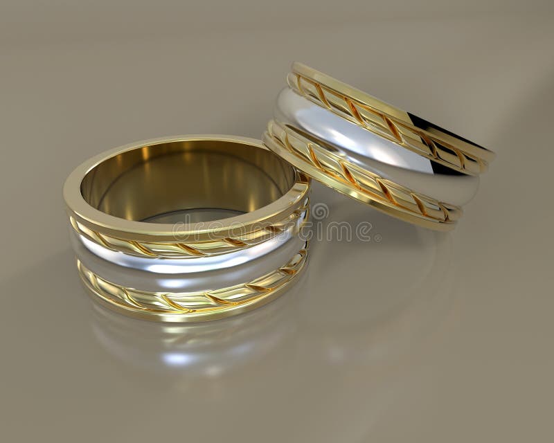 3d wedding rings stock illustration. Illustration of reflection - 77264359