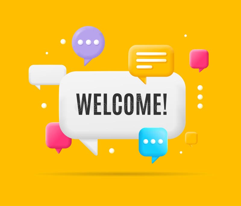 3d Welcome Banner Concept Cartoon Style. Vector Stock Vector ...