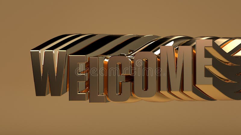 3D Welcome Wavy Motion Text Effect in Gold Metallic Light on Brown Background Stock Footage ...