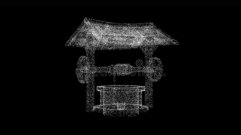 3D Well on Black Bg. Object Dissolved White Flickering Particles ...