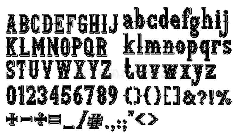 3d Western Alphabet Letters Font Stock Vector - Illustration of antique ...