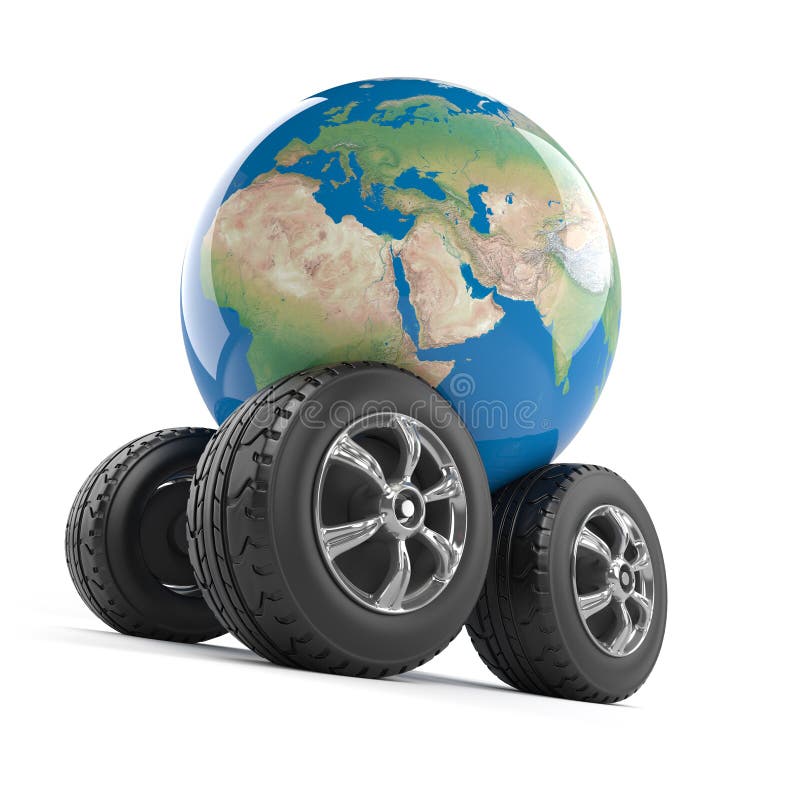 3d Wheeled globe stock illustration. Illustration of international ...
