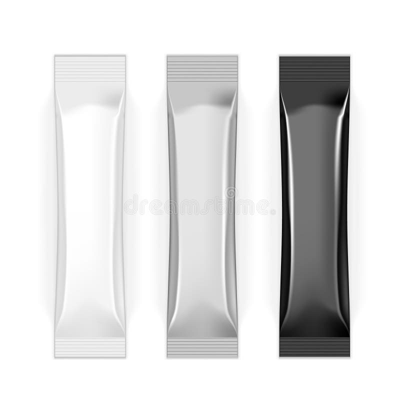 3D White, Black and Silver Glossy Snack Packaging Stock Vector ...