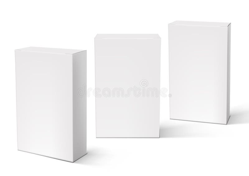 3D White Blank Packaging Boxes Set Isolated Stock Vector - Illustration ...