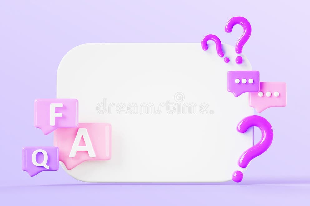 3d White Blank Poster with Faq Speech Bubbles Render Icon. Social Media Question, Answer Post ...