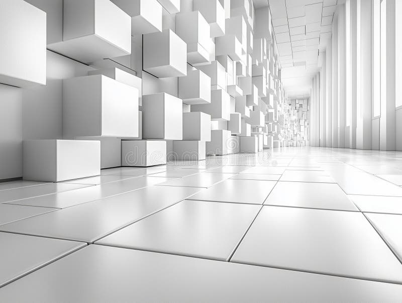 3D White Blocks Creating Depth Stock Illustration - Illustration of ...