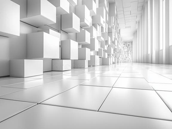 3D White Blocks Creating Depth Stock Illustration - Illustration of ...