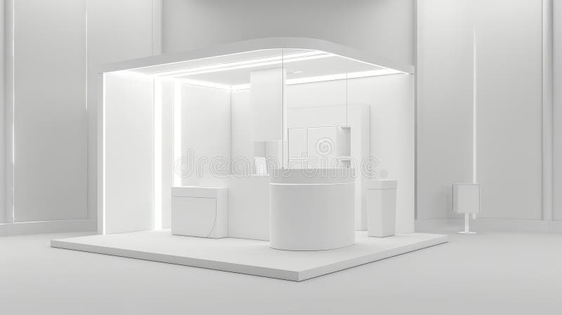 A 3D White Booth for Presentation. Modern Promotional Wall Display with ...