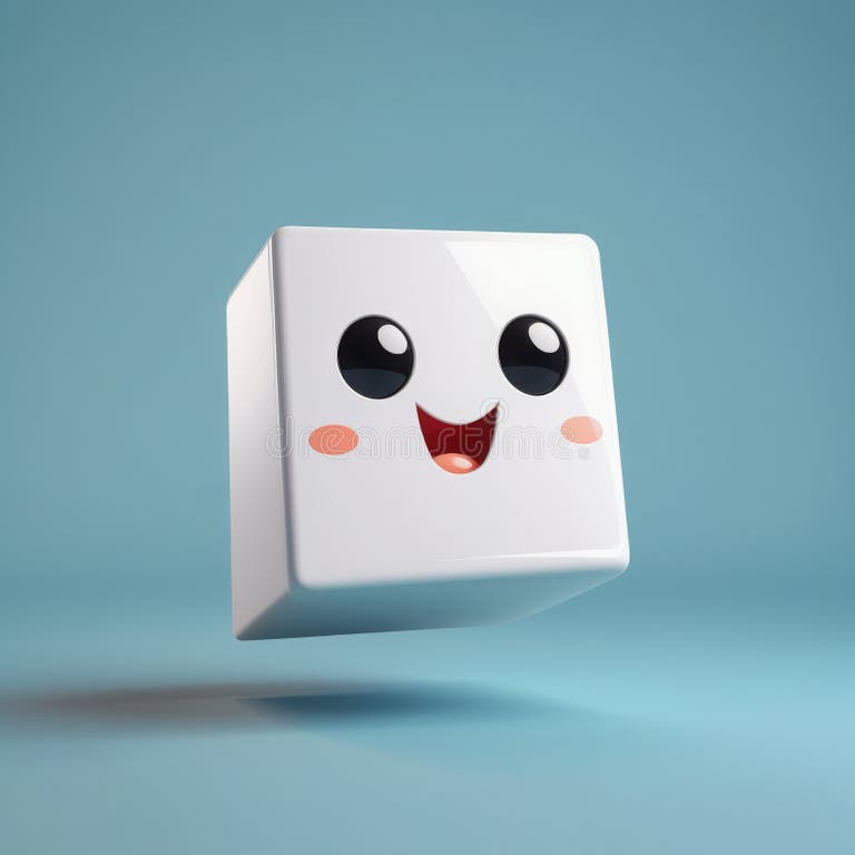 3d White Box Character. Cute Cube Stock Illustration - Illustration of ...