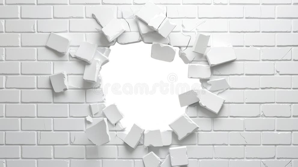 3d White Brick Wall Exploding Showing Transparent Background for ...