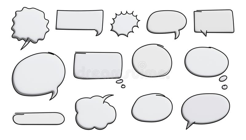 3D White Chat Bubble Illustration with Line Scribbles Stock ...