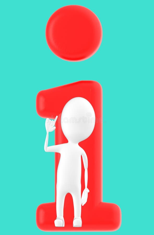 3d Character with Info Text Stock Illustration - Illustration of help ...