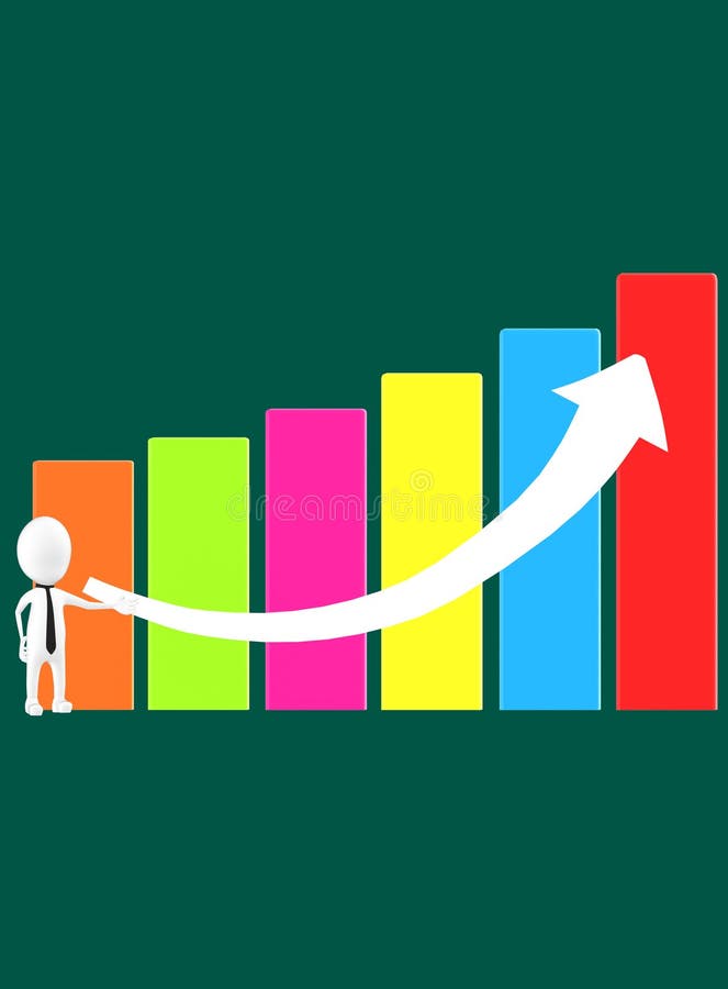 3d White Character Presenting a High Statictics Graph Stock ...