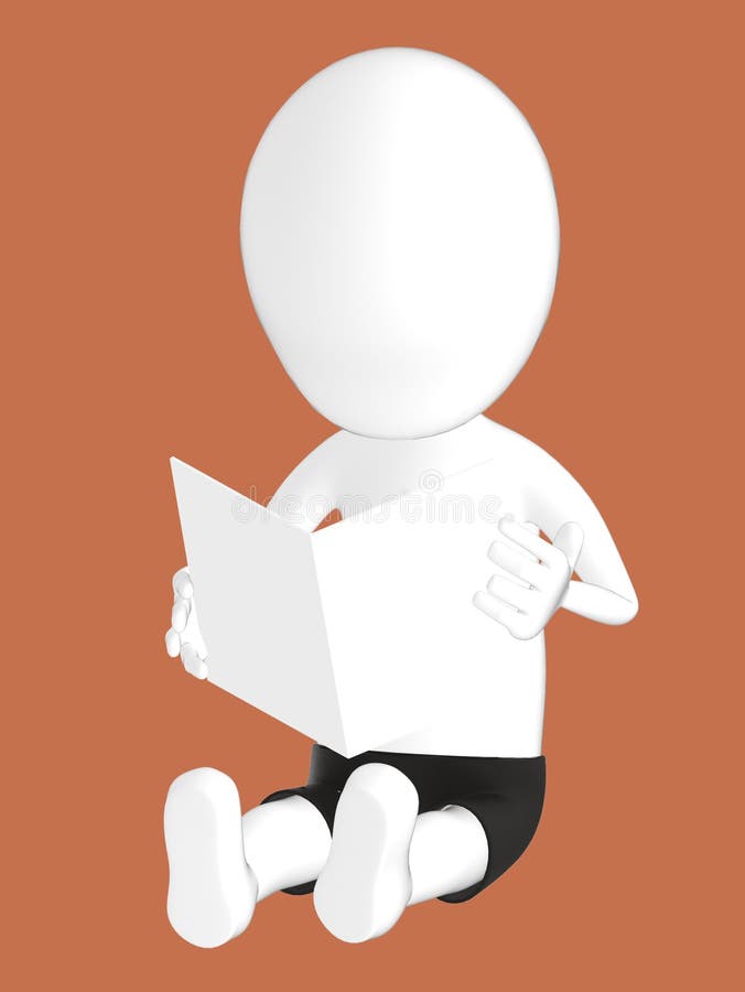 3d White Character Reading White Paper Stock Illustration ...