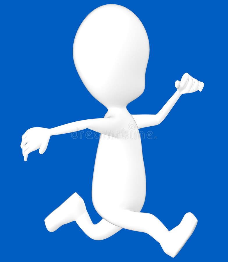 3d Character , Man Running , Post with Hand Sign Stock Illustration ...