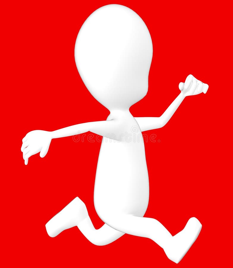 3d Character , Man Running , Go Post Sign Stock Illustration ...