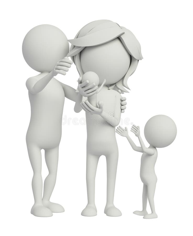 3d White Characters with Childrens Stock Illustration - Illustration of ...