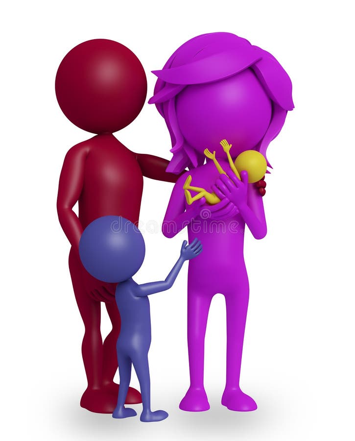 3d White Characters with Kids Stock Illustration - Illustration of ...