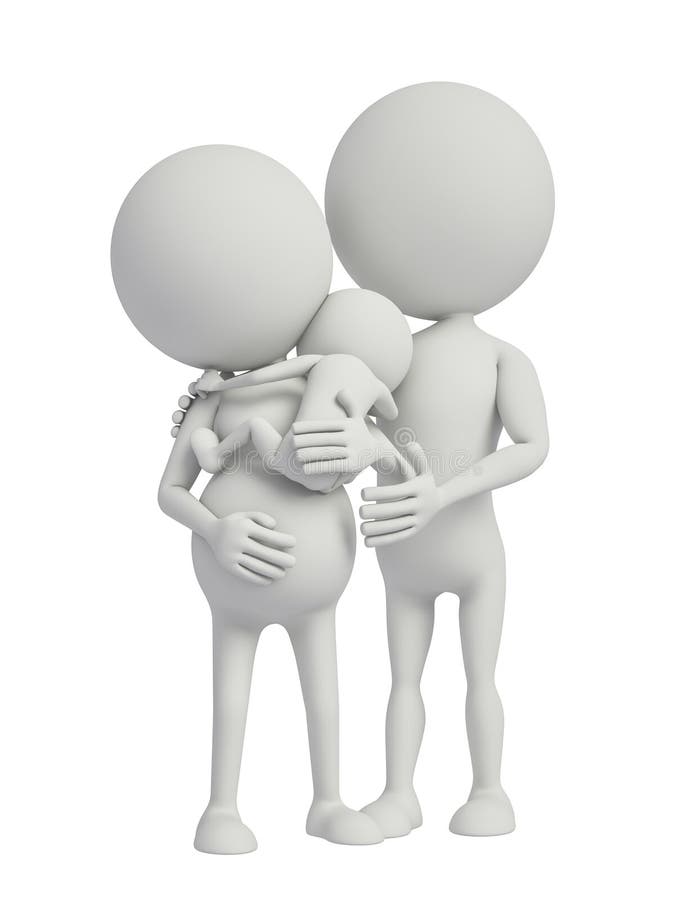 3d White Characters with Kids Stock Illustration - Illustration of ...