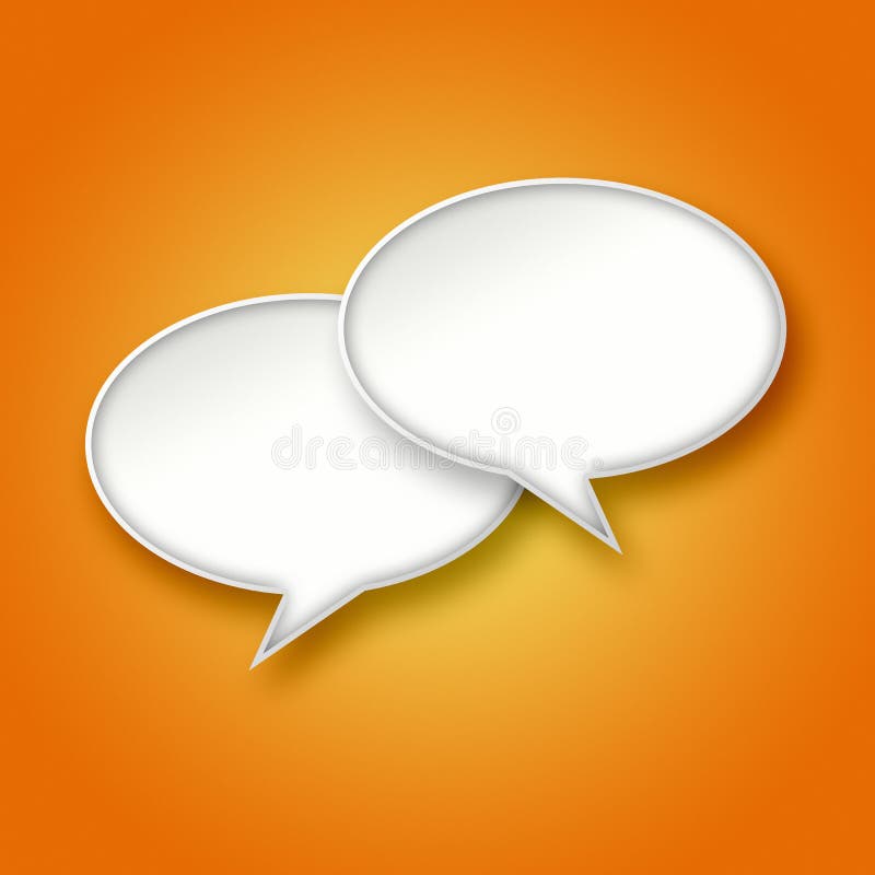 3D White Chat Bubbles on Orange Background Stock Illustration ...
