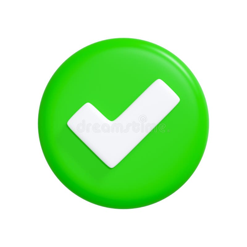 3D White Check Mark Inside Green Circle Stock Illustration ...