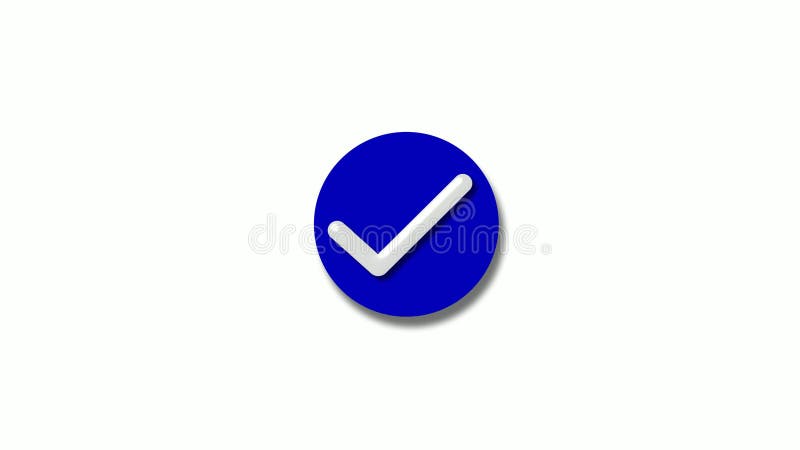 3d White Checker Mark Blue Circle Animated on Black Background Stock ...