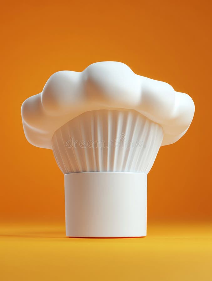 3d White Chef Hat on Isolated Orange Background Stock Photo - Image of ...