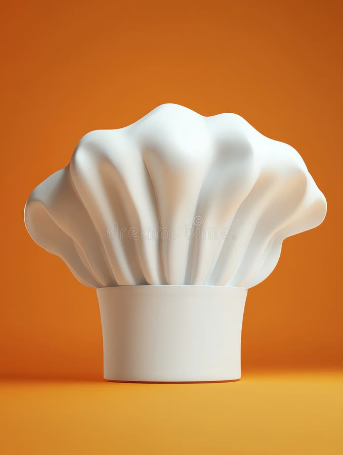 3d White Chef Hat on Isolated Orange Background Stock Photo - Image of ...