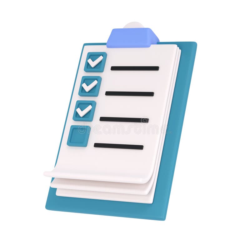 3d White Clipboard Icon Task Management Todo Check List on Blue Plane ...