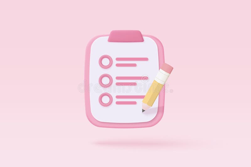 3d White Clipboard Task Management Todo Check List with Pencil ...