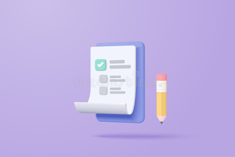 3d White Clipboard Task Management Todo Check List with Pencil ...