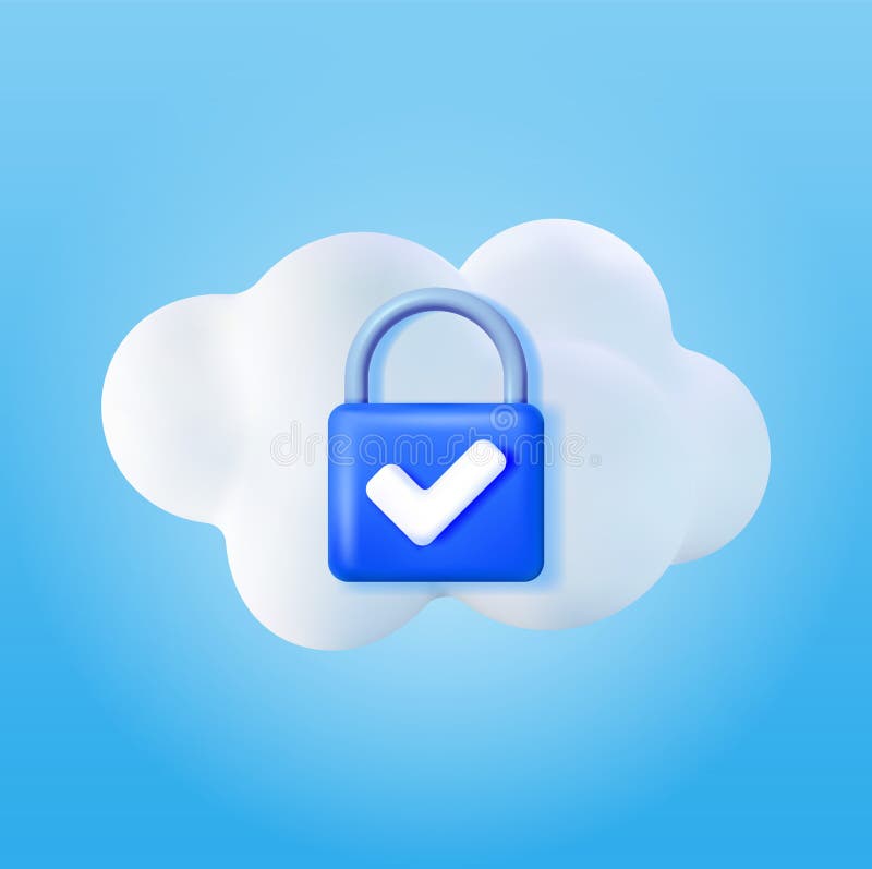3d White Cloud with Locked Padlock. Stock Illustration - Illustration ... 3d White Cloud with Locked Padlock. Stock Illustration - Illustration ...