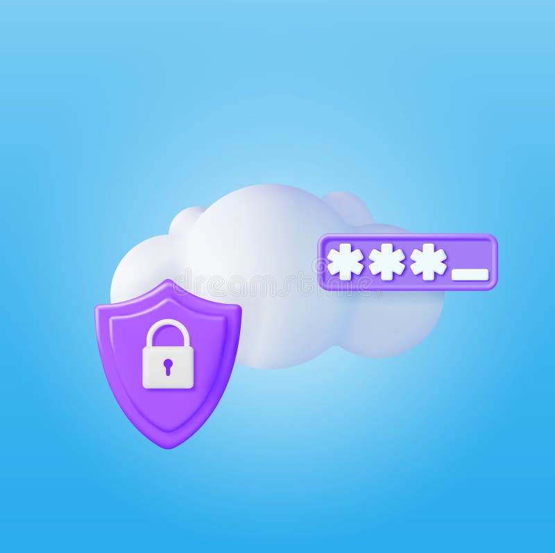 3D White Cloud with Locked Padlock and Password Stock Vector ... 3D White Cloud with Locked Padlock and Password Stock Vector ...