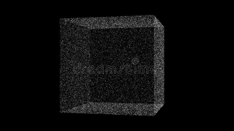 3D White Cube on Black Backdrop. Object Consisting of Flickering ...