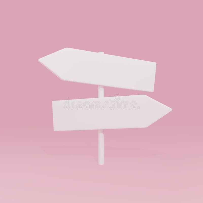 3d White Directions Sign on Pink Background. Vector Illustration Stock ...